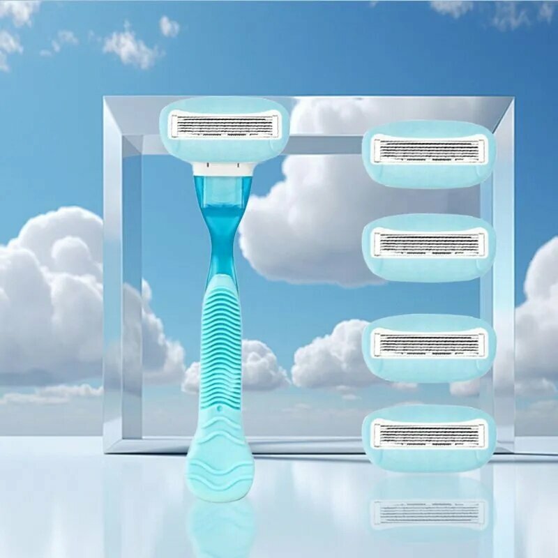 Женский бритвенный комплект / резиновая рукоятка PVC, 5 - слойная Venus Немецкий импортный лезвие, 1 ручка + 1 лезвие