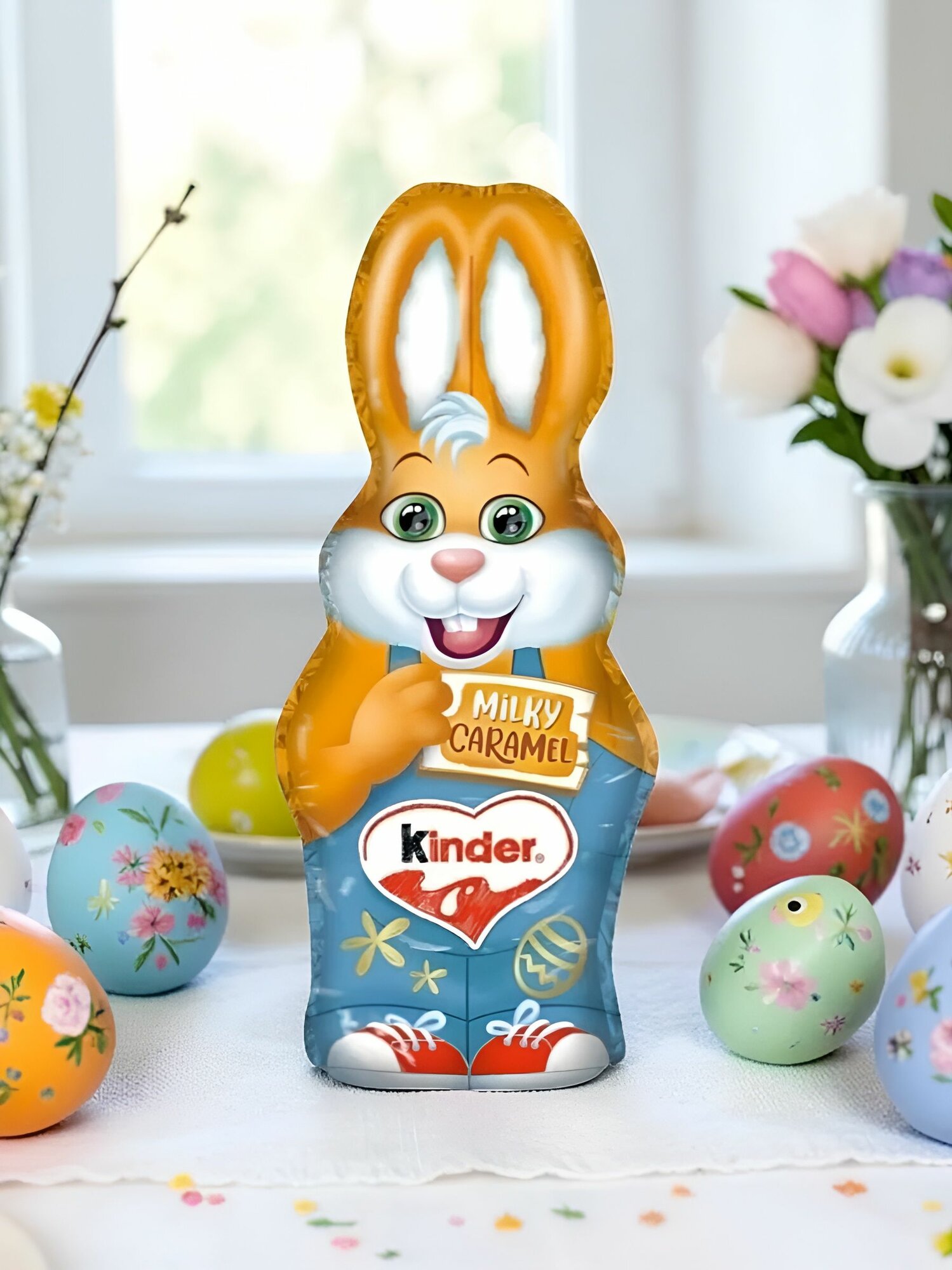 Шоколадный карамельный пасхальный заяц kinder киндер пасхальный кролик на Пасху, 1 штука