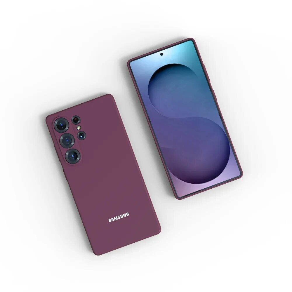 Мягкий силиконовый чехол для Samsung Galaxy S25 Ultra, S26, S25, S24, S23, Burgundy, For S23Ultra