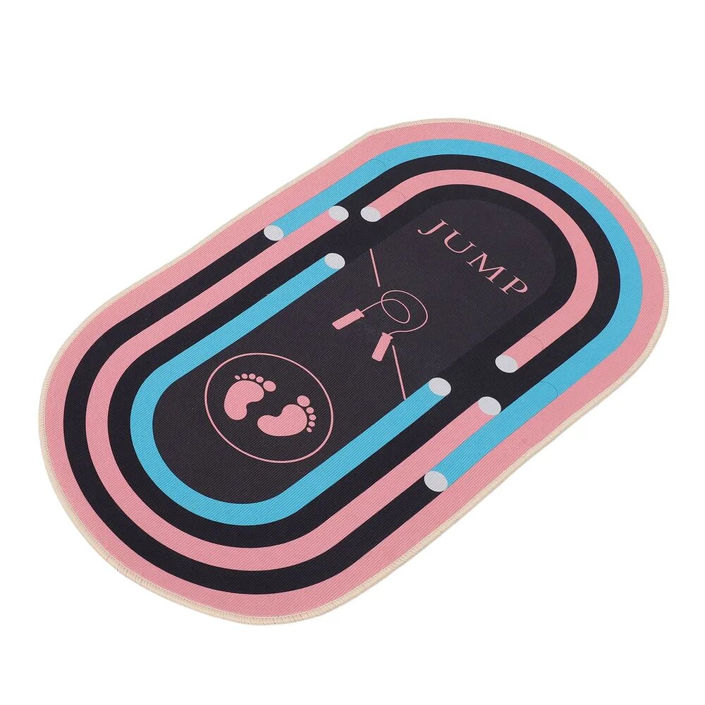 Овальный спортивный мат с нескользящей поверхностью и амортизацией для прыжков и фитнеса дома,1 x подставка,82.9*49.89, Разноцветный,