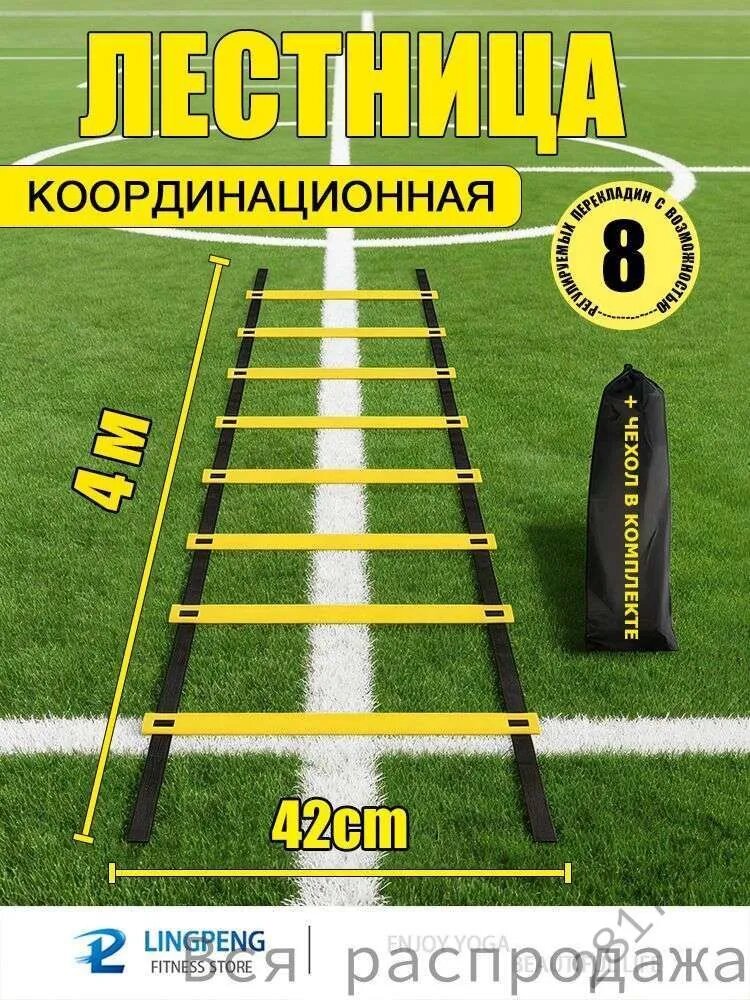 Координационная дорожка для тренировок 4м, 8 перекладин, ширина 42см, в комплекте чехол