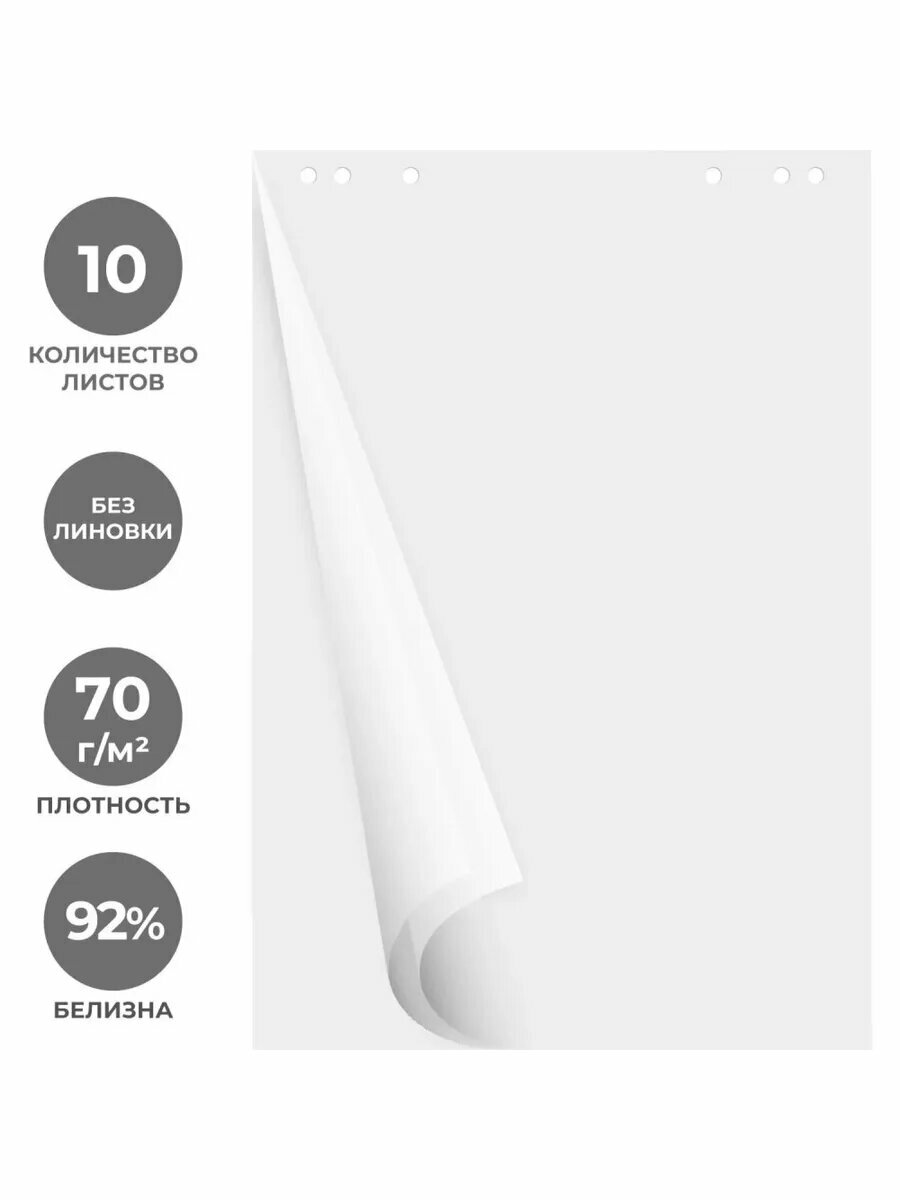 Бумага для флипчартов 67.5х98, блок 10 листов