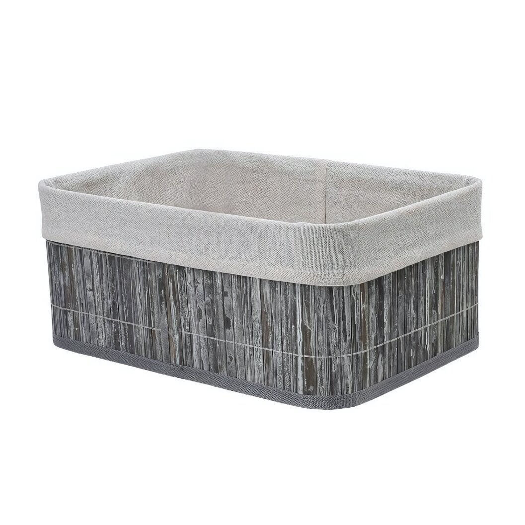 Корзина стеллажная "Бамбук" со съемным чехлом, 33х23х14 см, пепельный