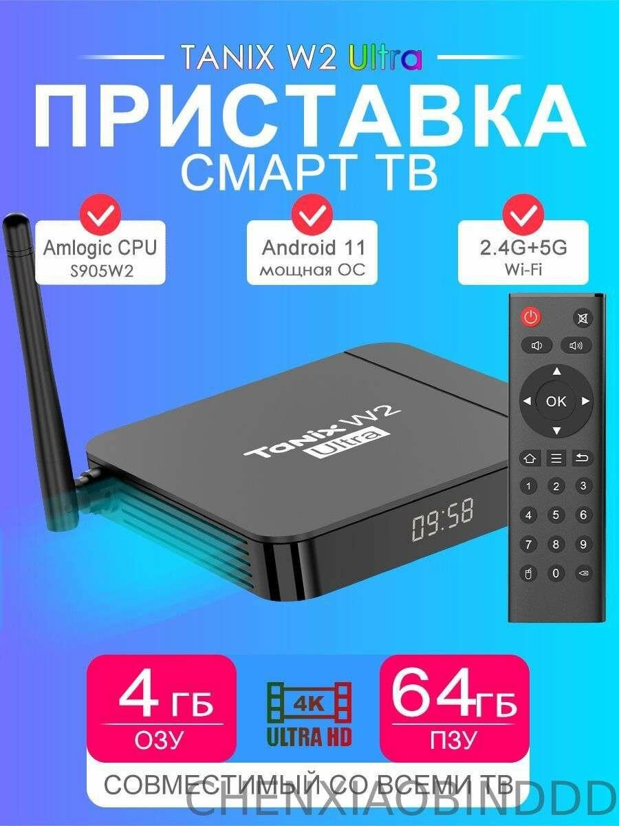 Медиаплеер Tanix W2 4/64GB S905W2 смарт ТВ приставка Android 11 Караоке система