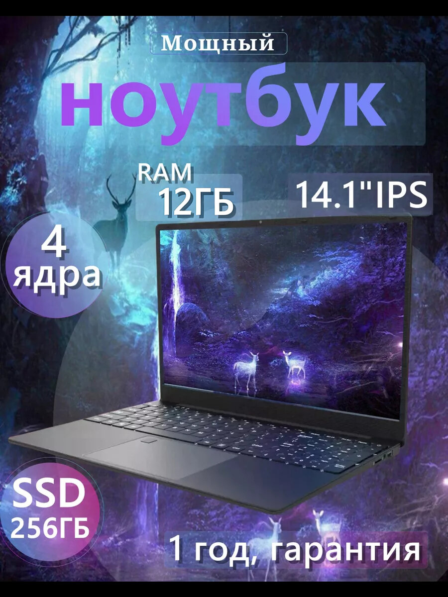 Игровой ноутбук N4000, 14", Windows 10, SSD 256GB, 12GB RAM，Чёрный--Ноутбук игровой с мощным процессором и видеокартой