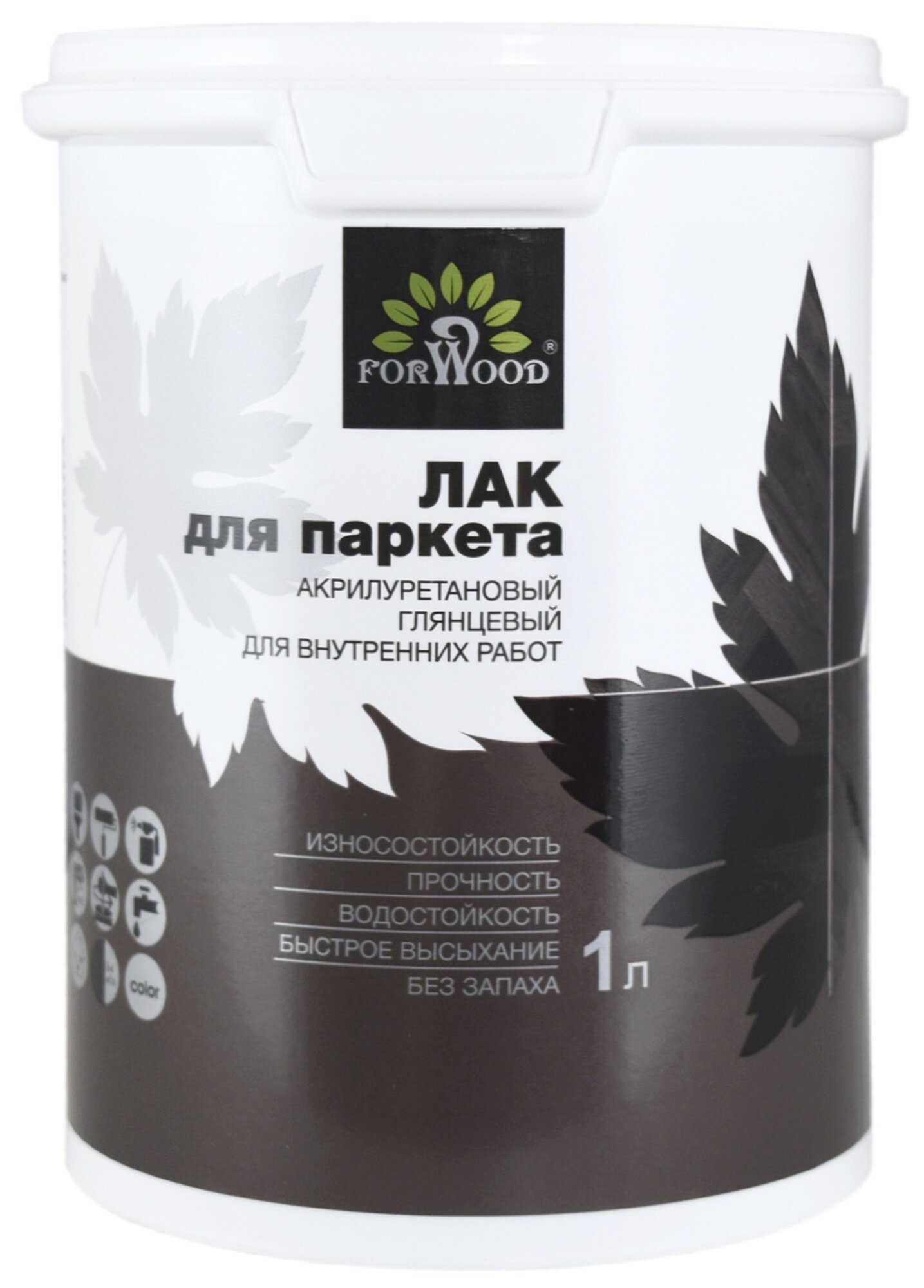 Лак для дерева/паркета водостойкий 130 глянцевый, бесцветный, 1 л