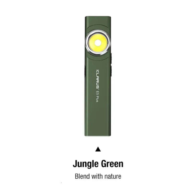 Фонарь ручной Klarus E5 Plus Jungle Green 650 люмен, IPX4, встроенный аккумулятор, 11.3*2.5*0.8 см