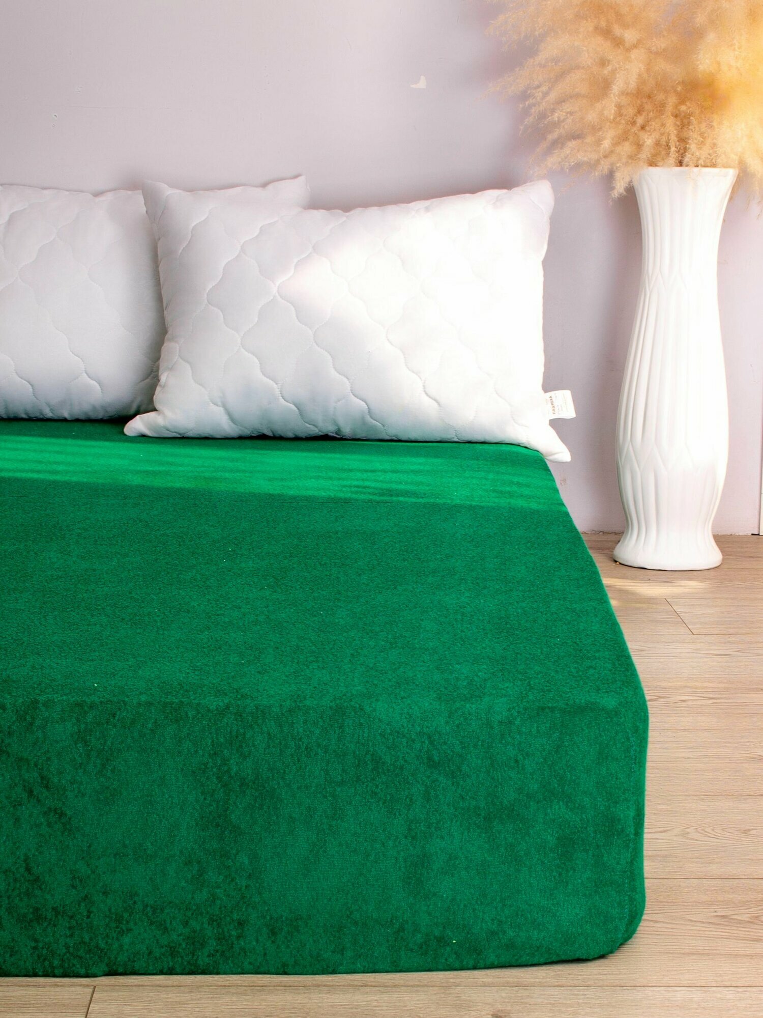 Простыня махровая (производство Иваново): "Изумрудный сон" - размер 200х200, высота борта 20 см.