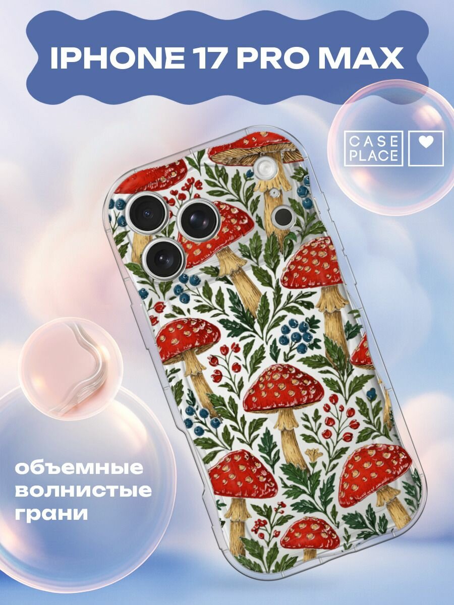 Чехол на Apple iPhone 17 Pro Max / Айфон 17 Про Макс с принтом Мухоморы