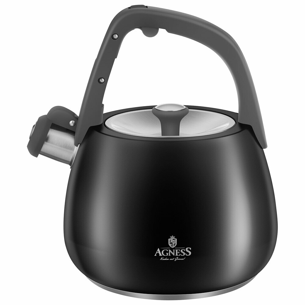 Чайник agness со свистком 2,5л, термоаккумулирующее дно, 304 сталь, индукция KSG-948-1006