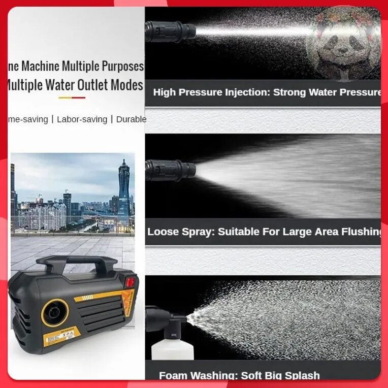 Минимойка PLD-01 3000W Черный + белый, 7-метровый шланг для дома и дачи — фото 1