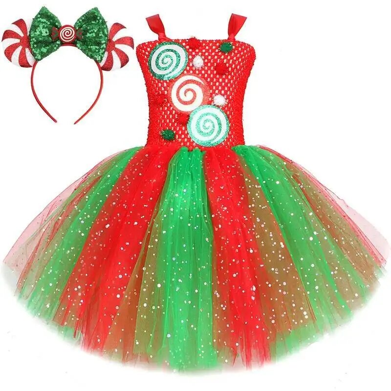 Рождественское платье для девочки 4Y, Dress with Bow1