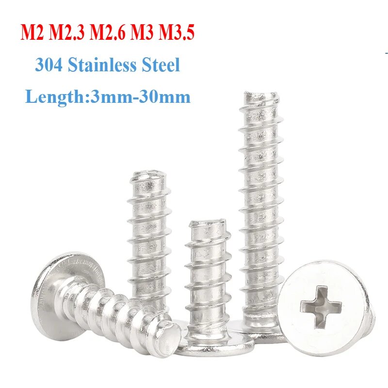 Саморезы из нержавеющей стали 304 M2 M2.3 M2.6 M3 M3.5 3-30 мм M3.5x6mm-100pcs