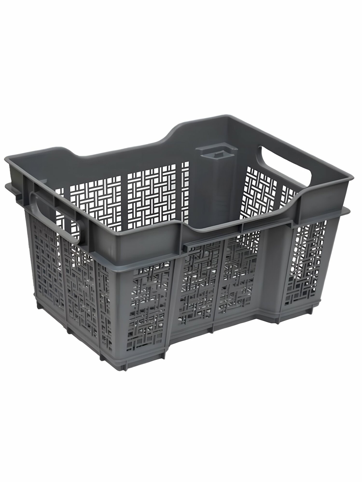 Ящик хозяйственный Violet 16 л, плетеный, с ручками, серый, для овощей, 40×30×22 см, Россия