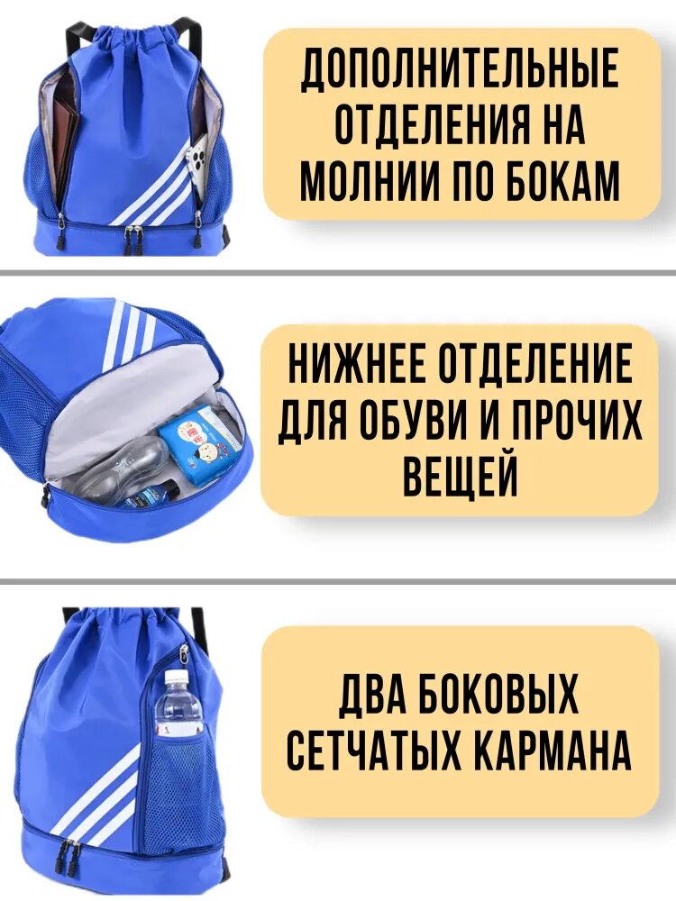 Рюкзак спортивный для плавания с отделением для обуви и карманом для телефона, для девочек, синий — фото 1
