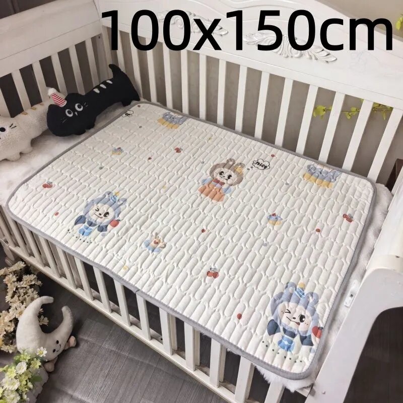 Пеленка текстильная непромокаемая многоразовая 100x150cm с милыми зверюшками для новорожденных