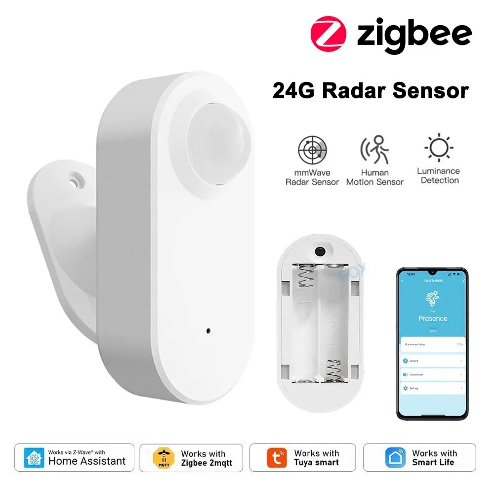 Умный датчик присутствия человека и освещенности Zigbee, smart life