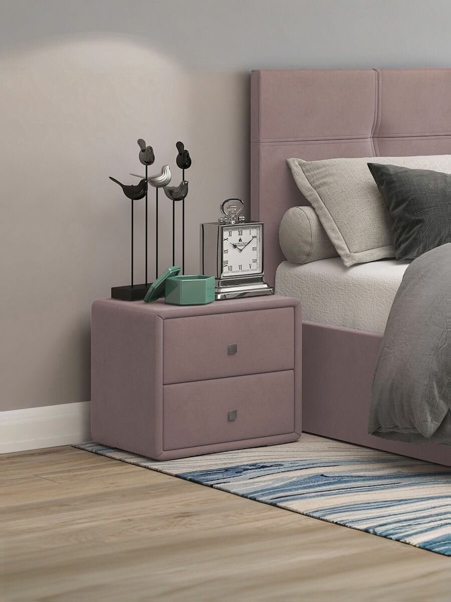 Тумба "Твист" в ткани микровелюр пыльно-розовый