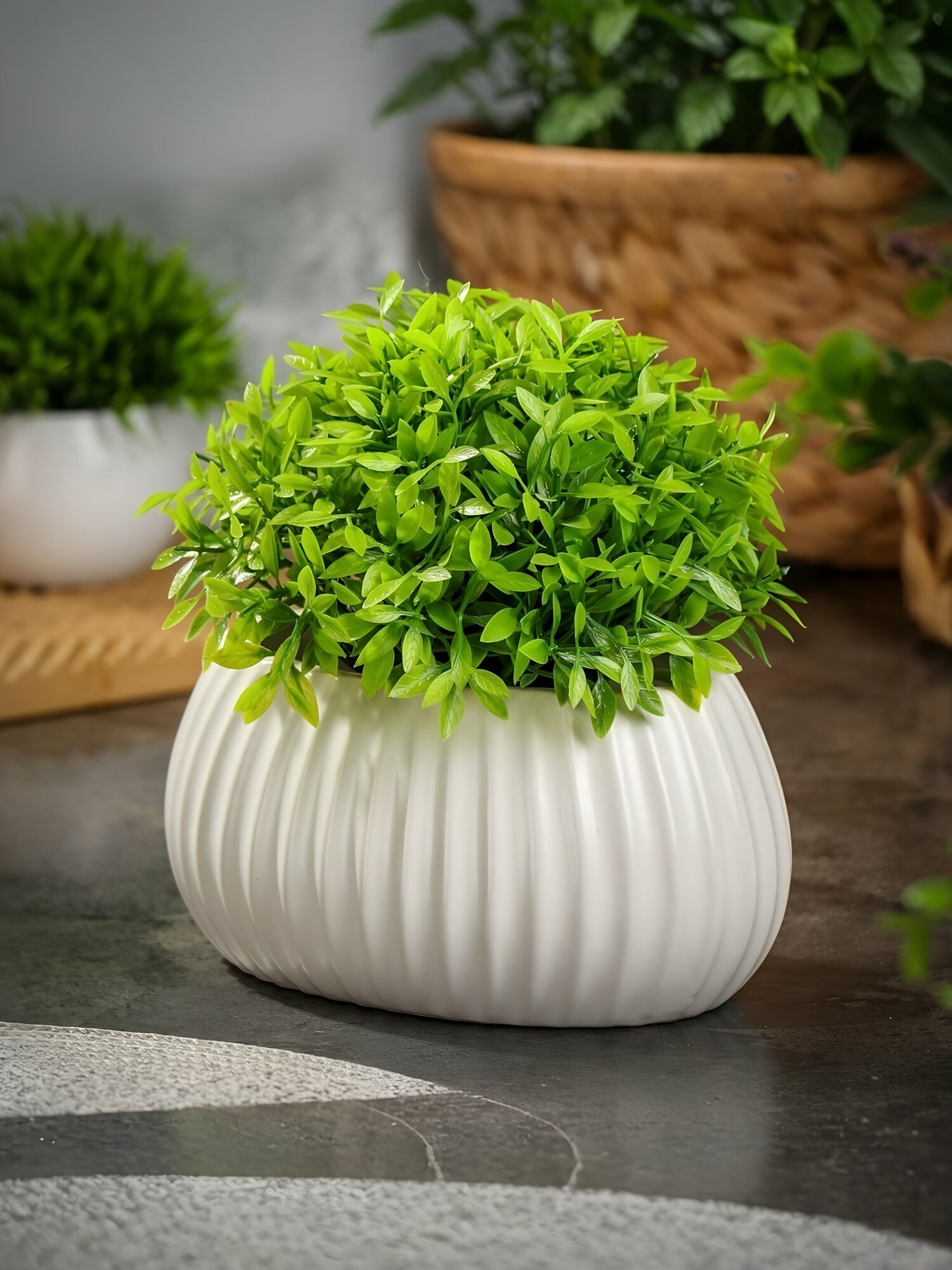 Кашпо керамика, 1.2 л, 14х10 см, белое, Грани, Y4-8789