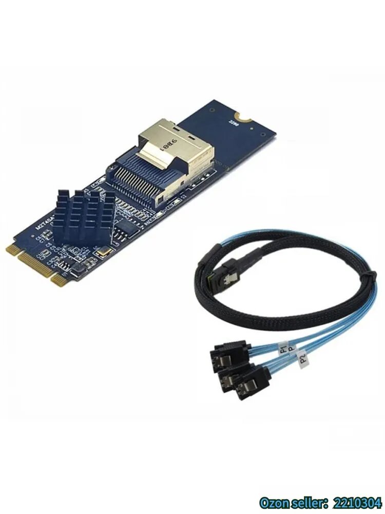 M.2 NVME для Mini SAS SFF-8087 Плата расширения Поддержка 4 портов SATA3.0 6 Гбит/с HDD SSD Контроллер SATA SFF8087 M2