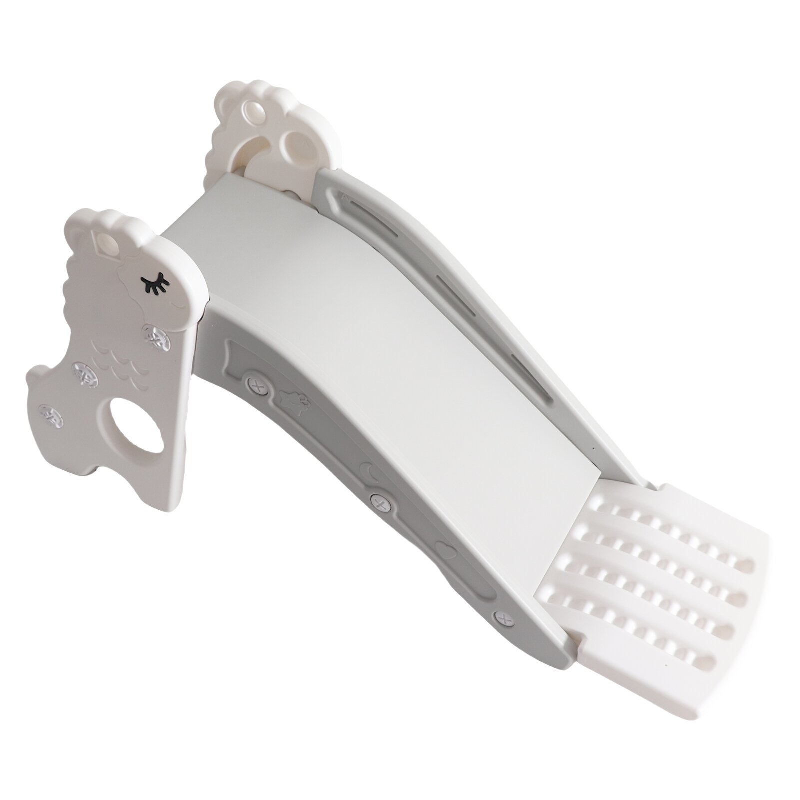 Детская Крытая Раздвижная Горка Отдельно Стоящая Складная Лестница на 2 Ступеньки С Устойчивым Основанием Climber Play Slide для Малышей Белый Серый