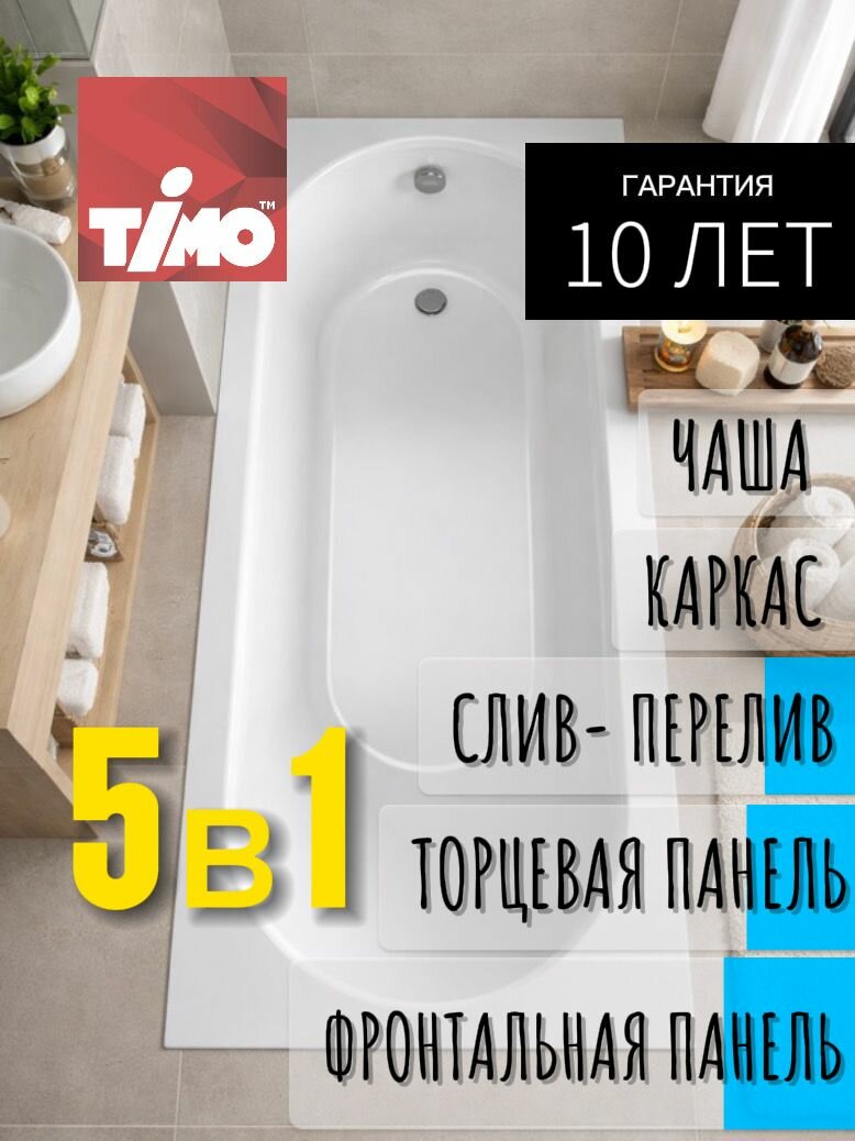 Ванна 5в1 ROHA 130х70: ванна, каркас, сифон, 2 панели