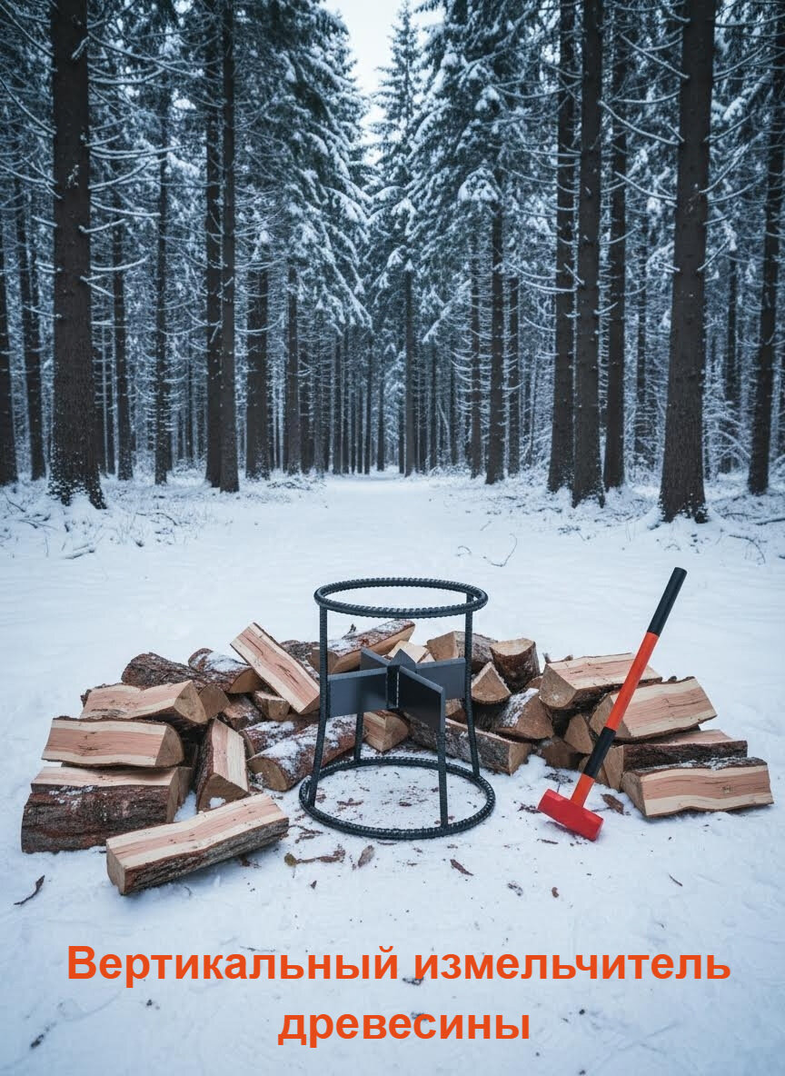 Дровокол автоматический. Вертикальный измельчитель древесины, бытовой. Измельчитель древесины + восьмиугольный молоток