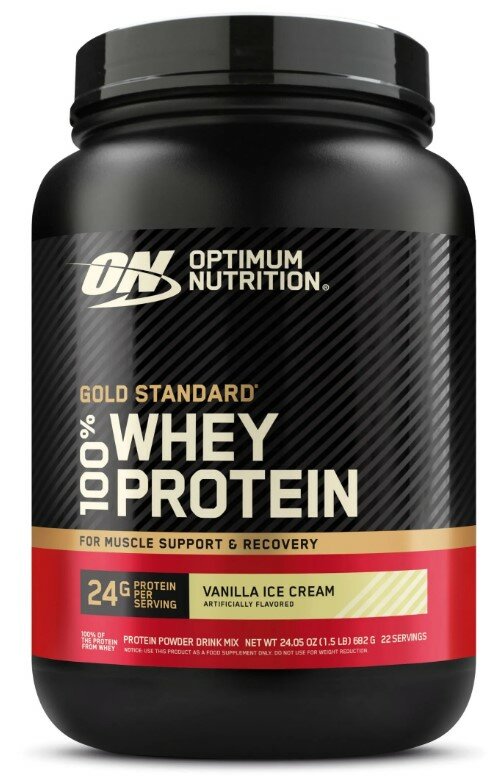 Протеин Optimum Nutrition "Whey Gold Standard", 100%, 680 г, ванильное мороженое