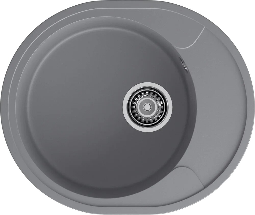 Мойка кухонная GranFest Urban 857L кварцевая, 57x48, мойка для кухни, с крылом, серая, овальная, матовая