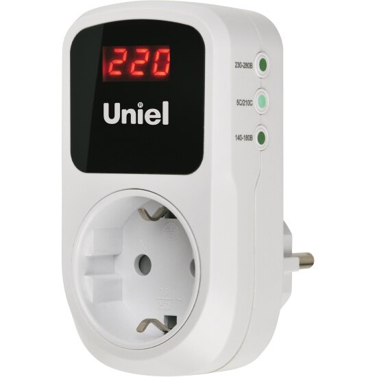 Реле напряжения однофазное Uniel UBR-E35 WHITE с заземлением