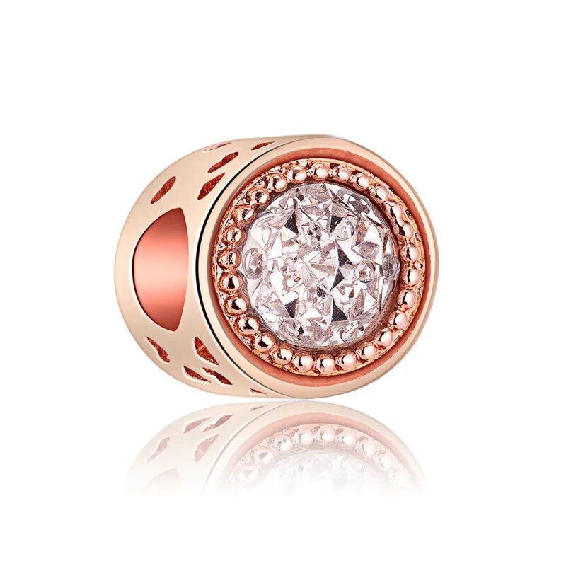 Розовые золотые шармы с кристаллами Розовый, as picture