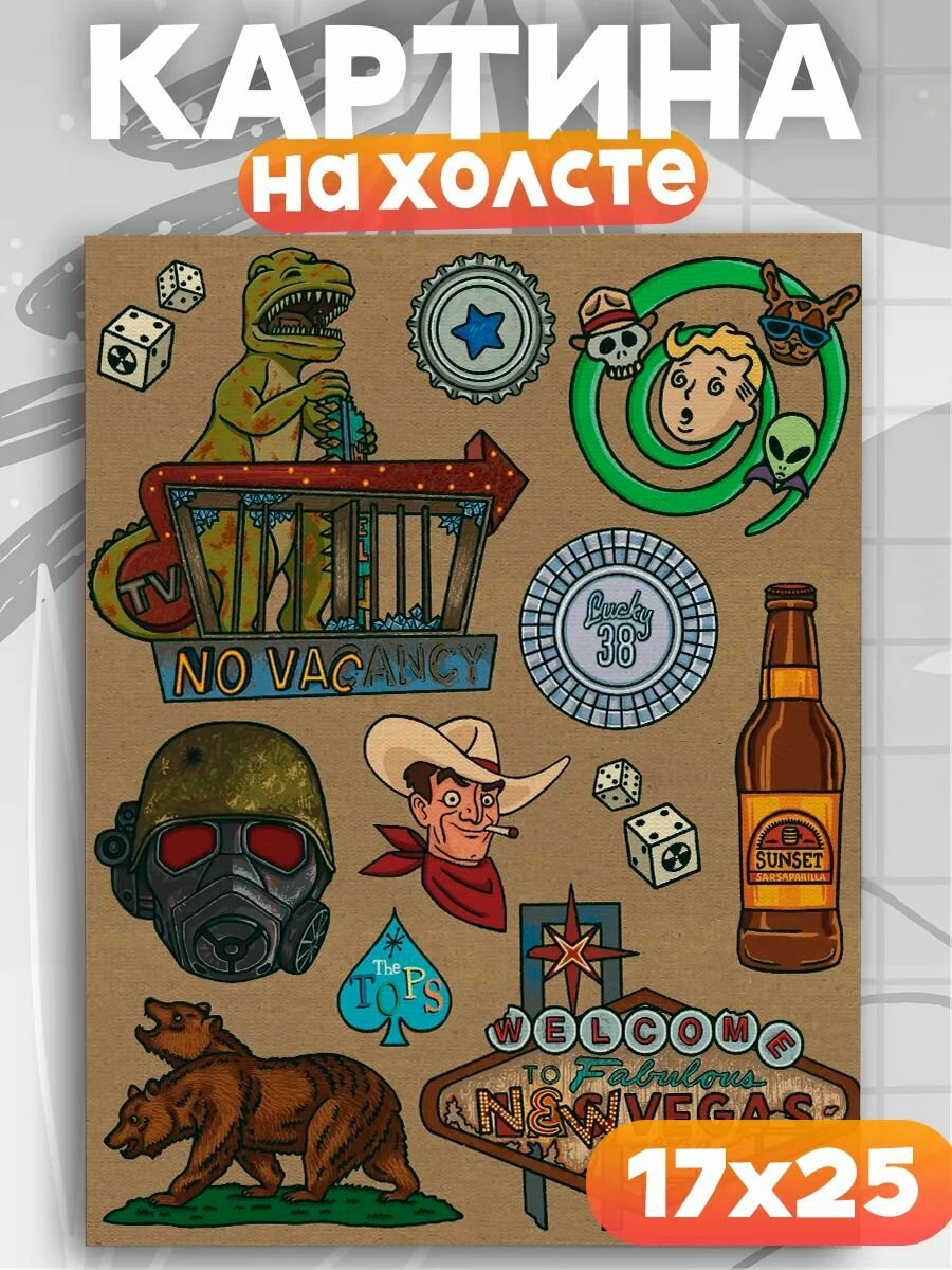 Картина на стену Fallout, на подрамнике, 1шт, 25х17 размер.