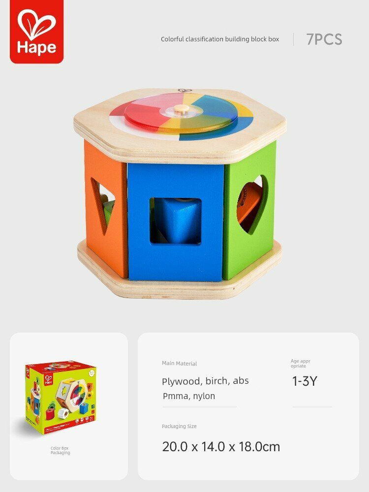 Hape Многоцветные Геометрические Формы Сортировка Блоков Игрушка для Детей, Образовательный Деревянный Пазл