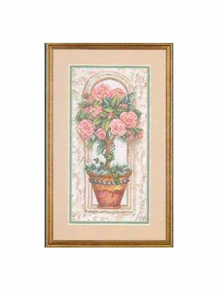 Набор для вышивки Amishop " Dim13674-RoseTopiary ", 14CT Aida, 112x224 стежков, 21 x 41 см, хлопок 100%, 27 цветов