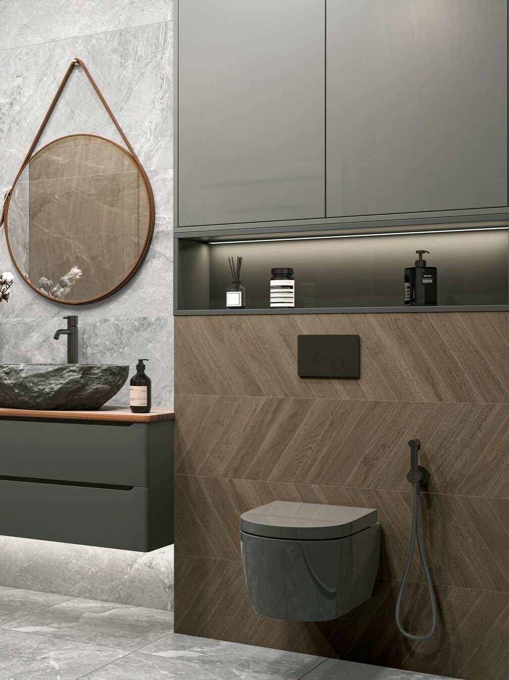 Керамогранит Волнат Шеврон темный / Walnut Chevron Dark 1200x600мм Матовая