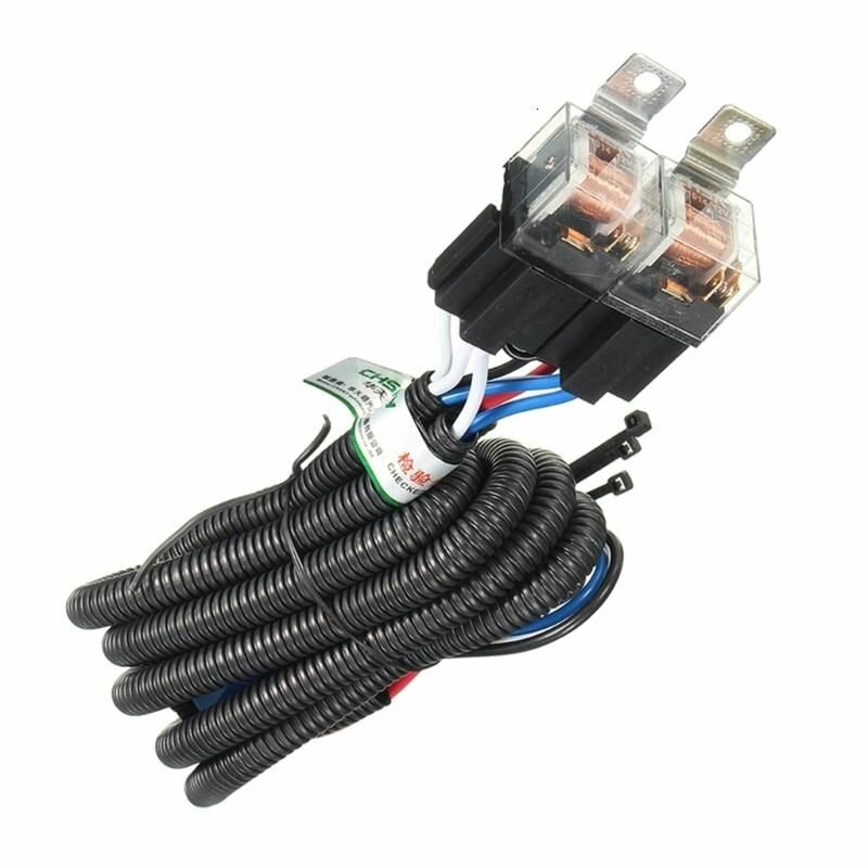Комплект проводки 12В H4 для светодиодных фар с реле 80А и термостойким блоком предохранителей — защита и повышение яркости