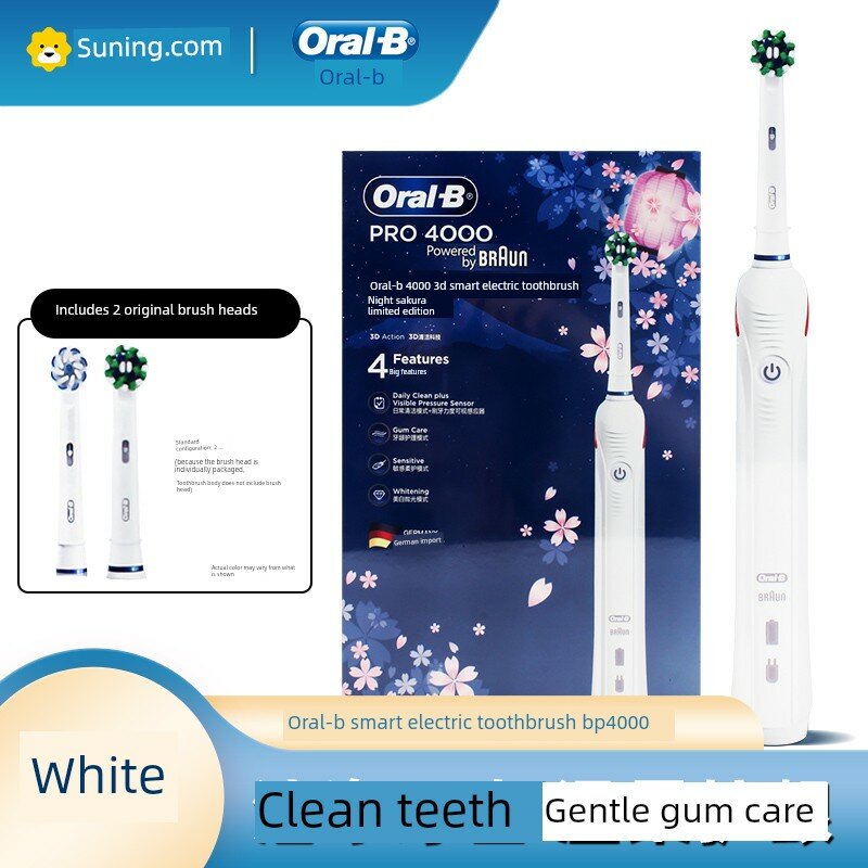 Электрическая зубная щетка Oral-B для взрослых P4000 с функцией глубокой очистки, 3D-звуковой технологией и круглой