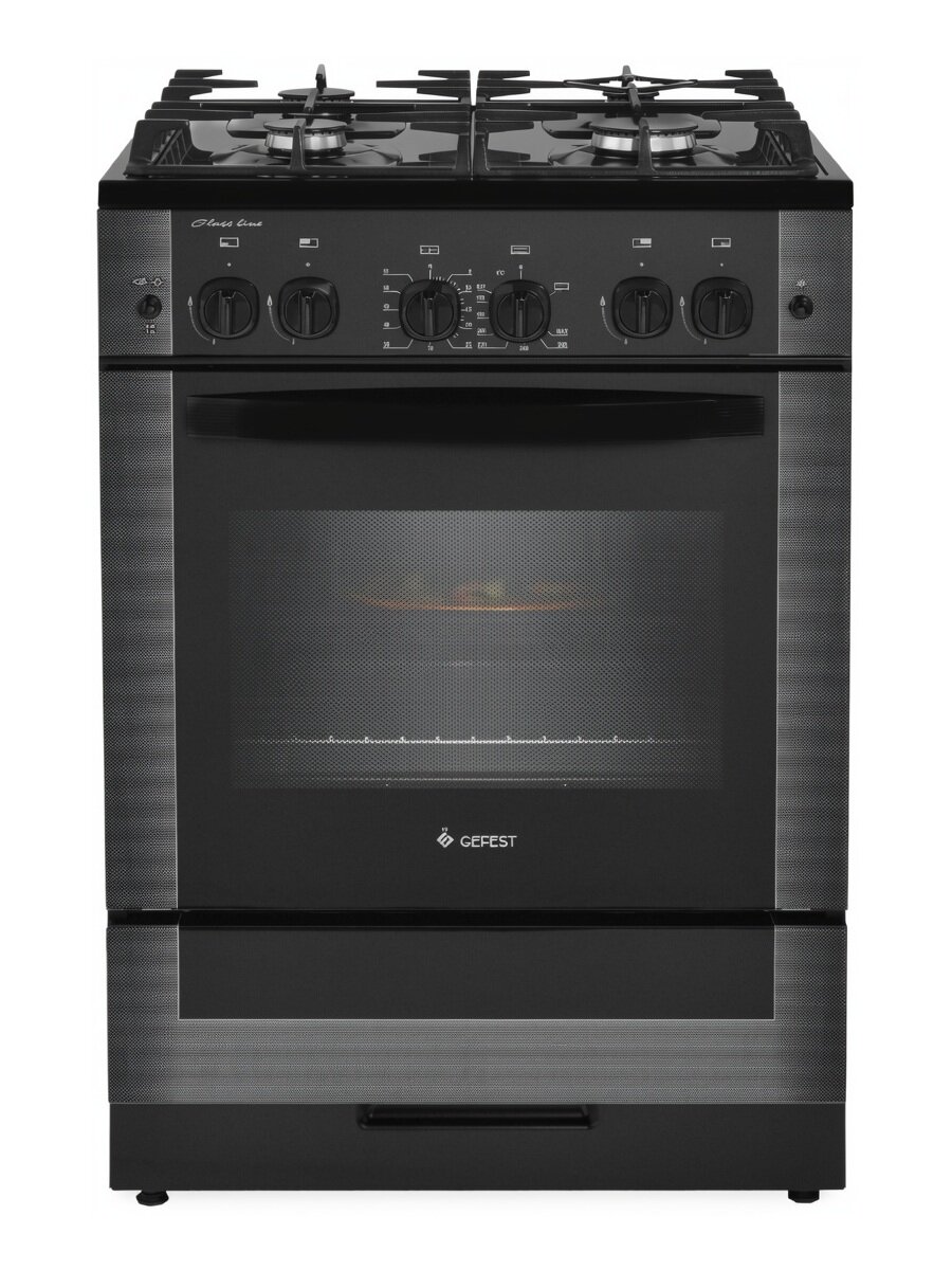 Газовая плита Gefest 6500-02 0115, 4 конфорки, газовая духовка, ящик для посуды, черный