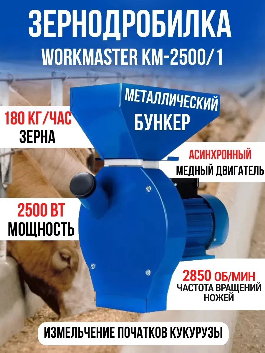 Зернодробилка-кормоизмельчитель электрическая КМ-2500/1