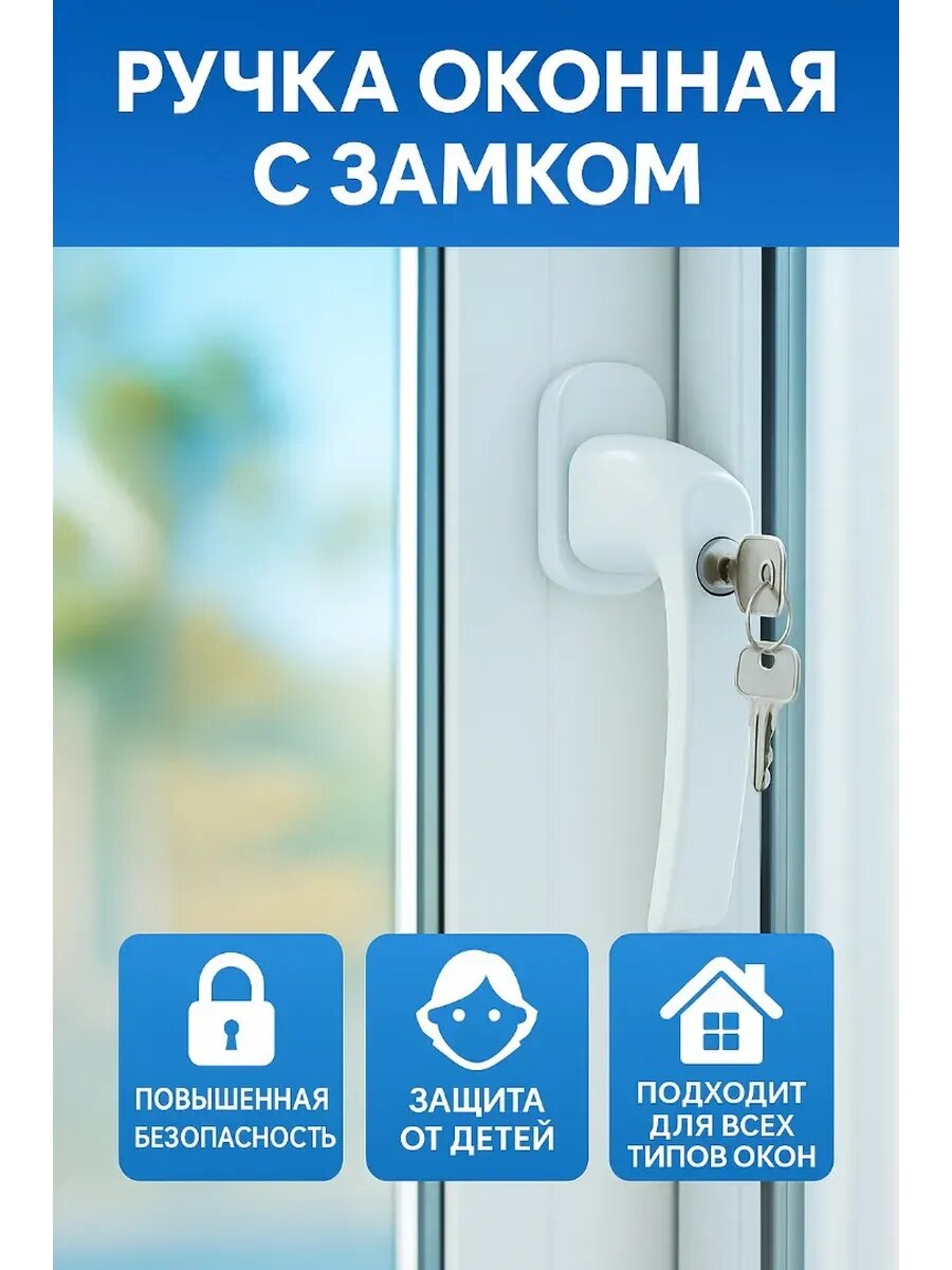 Оконная ручка с ключом для пластикового окна безопасность