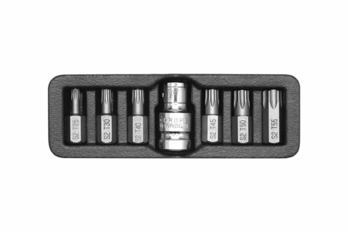 Набор бит YATO 1/2 7 шт TORX T25–T55 из CrV материал, крепление на квадрат с подпружиненным шариком