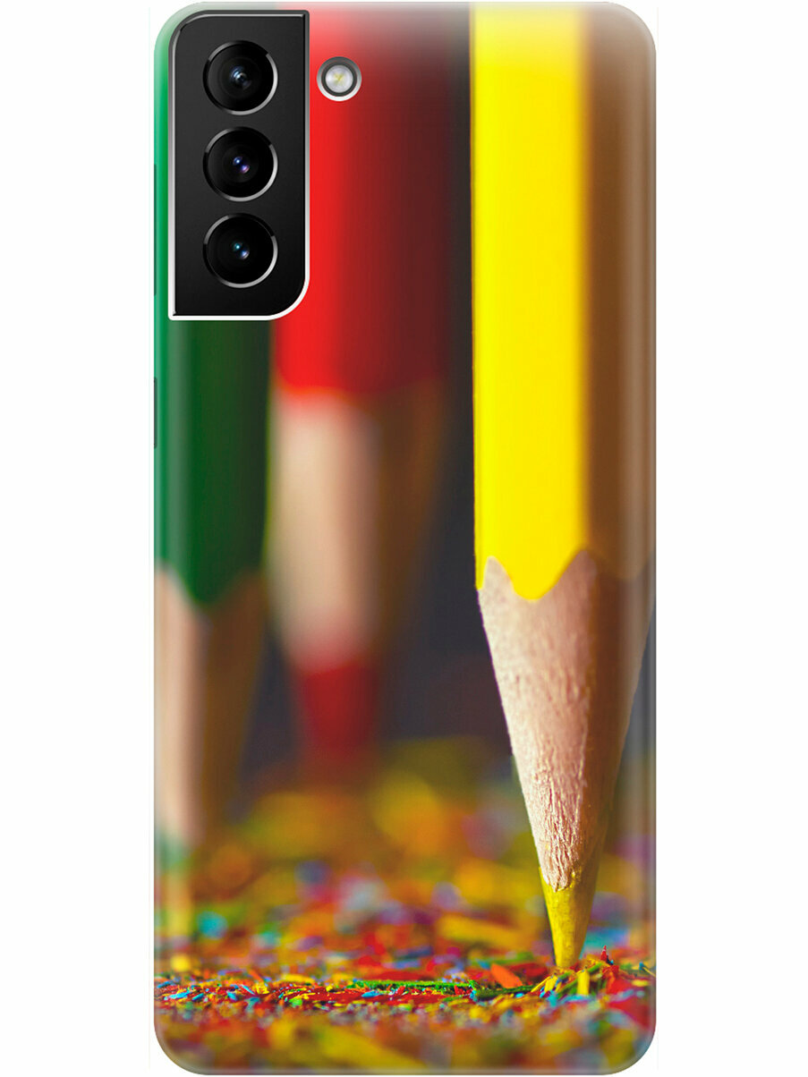 Ультратонкий силиконовый чехол-накладка для Samsung Galaxy S21 Plus с принтом "Желтый карандаш"