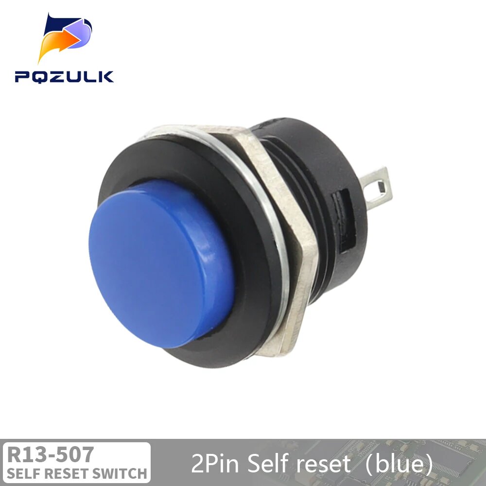 Кнопка PQZULK R13-507 синяя 2Pin Self reset