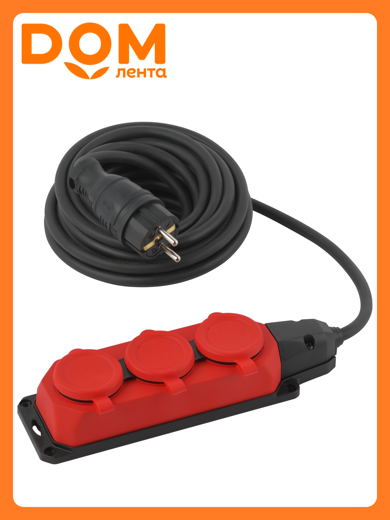 Удлинитель силовой ЭРА UK-3e-3x1,5-5m-IP44(KG) с заземлением 3 розетки каучук 5м