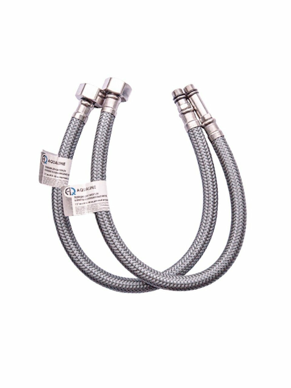Подводка для воды AquaLine М10-1/2" 0.3 м, пара, нержавеющая сталь и полиамид, для смесителя, горячей и холодной воды
