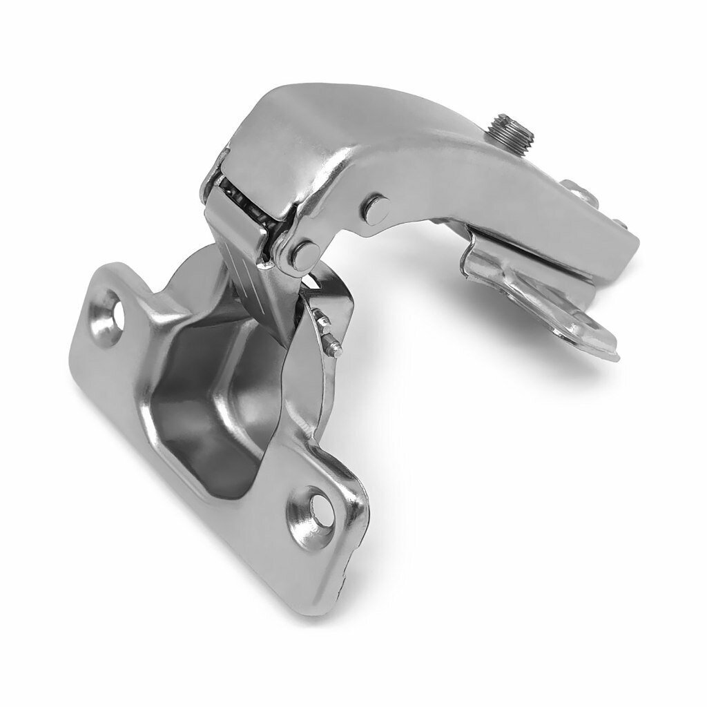 Петля накладная мебельная StahlBuro 1108 Slide-On 15 912, хром, 2 штуки. Универсальная фурнитура для шкафа и фасадов.