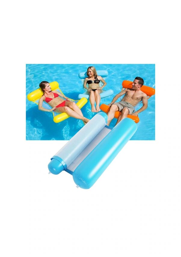 Складной сетчатый надувной гамак Global двойного назначения со спинкой, размер: 130 x 73 см, цвет: синий, многоцветный