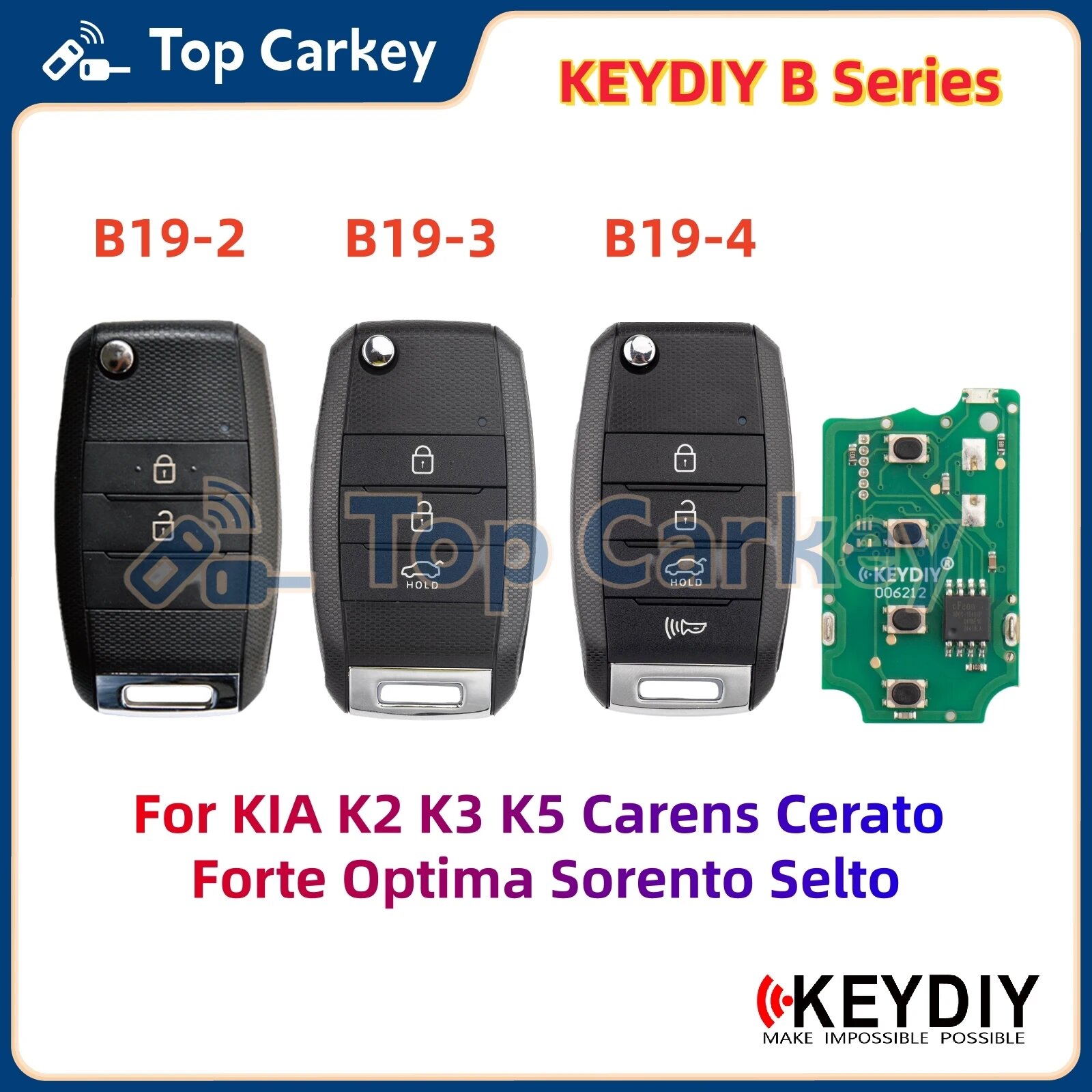 Универсальный пульт-ключ KEYDIY KD B19-2 B19-3 B19-4, совместимый с KIA K2, K3, K5, Carens, Cerato, Forte, Optima, Sorento, Selto