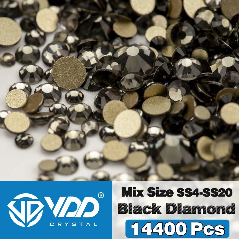 Стеклянные стразы VDD для декорирования ногтей Черный, Black DIamond