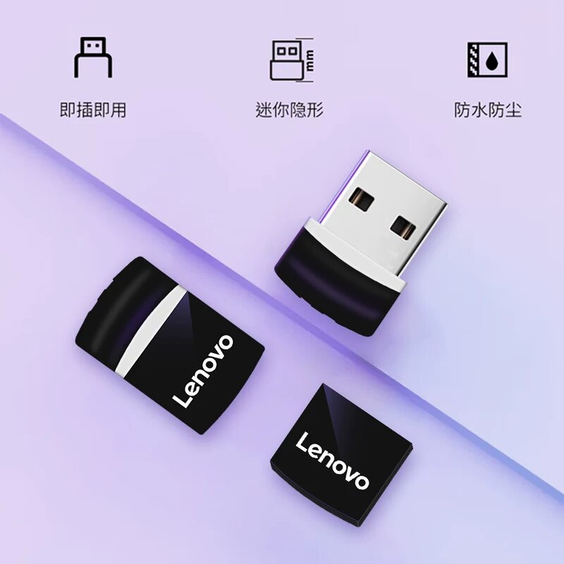 Металлический флеш-накопитель 128 ГБ USB 3.2 с черным цветом и шнуром - мини-портативный для офиса и автомобиля